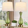 Mercer41 27.5" Glass Table Lamp Set Of 2 With Touch Control And Usb A+C Port For Living Room ...